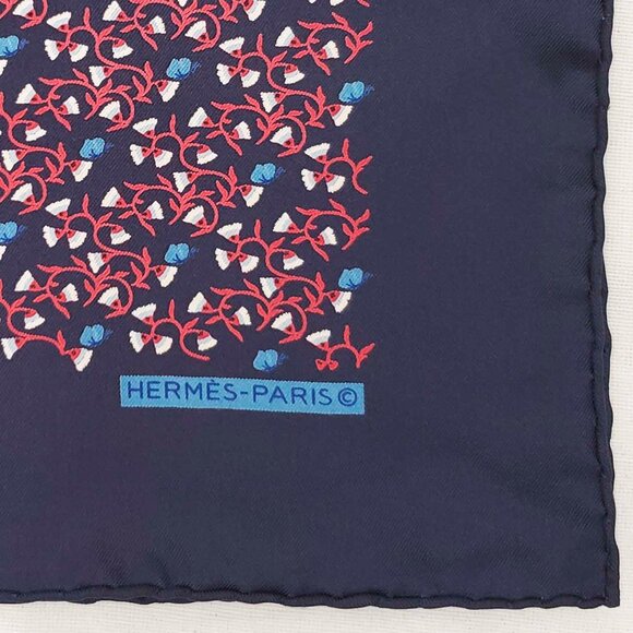 Hermes | Accessories | Hermes Paris Silk Pocket Square Red White Blue ...